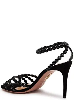 AQUAZZURA Tequila 85 Embellished Suede Sandals