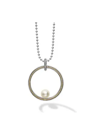 Lagos Luna Circle Pearl Necklace