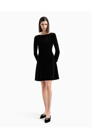 Emporio Armani Emporio Armani Chenille Flared Dress - Black