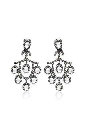 KENNETH JAY LANE Gunmetal & Crystal Chandelier Clip-on Earrings - Natural