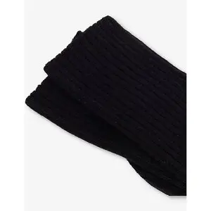 Falke Cosy Wool Ribbed Knit Crew Socks - Black