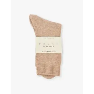Falke Cosy Wool Brand-print Knit Crew Socks - Beige Mel.