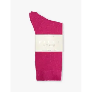 Falke Cosy Wool Brand-print Knit Crew Socks - Berry