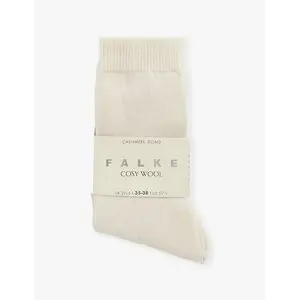 Falke Cosy Wool Brand-print Knit Crew Socks - Off-white