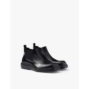 Prada Square-toe Flat Leather Chelsea Boots 11