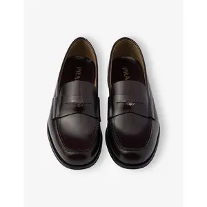 Prada Logo-badge Slip-on Leather Loafers - Burgundy