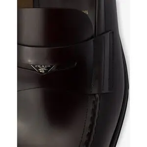 Prada Logo-badge Slip-on Leather Loafers - Burgundy
