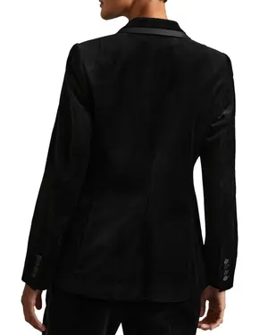 REISS Parisa Velvet Single-breasted Blazer
