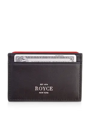 ROYCE NEW YORK Leather Rfid-blocking Executive Slim Credit Card Case - Black