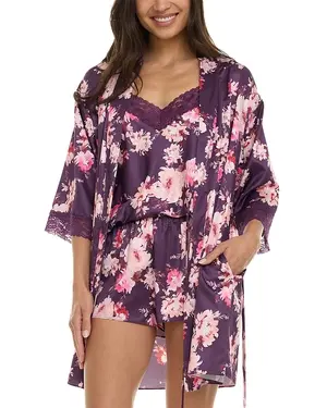 Flora Nikrooz Sabrina 3-piece Travel Pajama Set - Eggplant