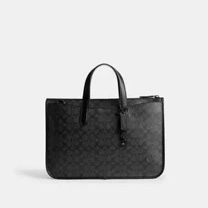 COACH® Isaac Workbag In Signature Canvas - Charcoal Signature