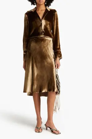 Vince Velvet Skirt - Army Green