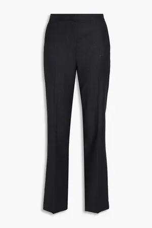 Theory Mélange Wool-flannel Straight-leg Pants - Charcoal