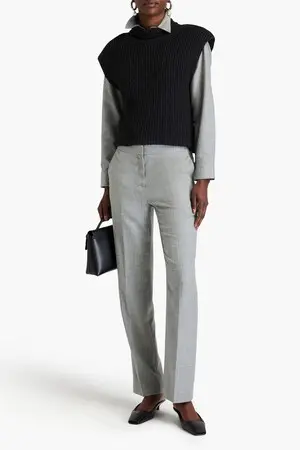 Theory Mélange Wool-flannel Straight-leg Pants