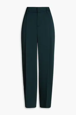 Vince Pleated Twill Wide-leg Pants - Dark Green