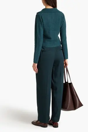 Vince Pleated Twill Wide-leg Pants - Dark Green
