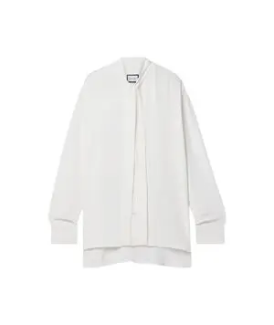 BEARE PARK Oversized Tieneck Silk-crepe Blouse - Ivory