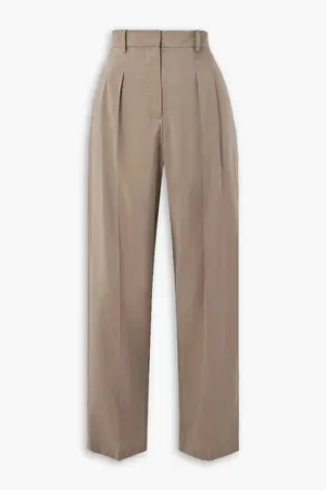 JOSEPH Tarn Pleated Wide-Leg Pants - Taupe