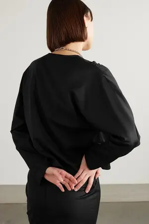 BEARE PARK Gathered Wool Wrap Top