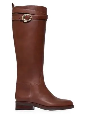 Bernardo Women's Knee High Riding Boots - Black  - Mahogany