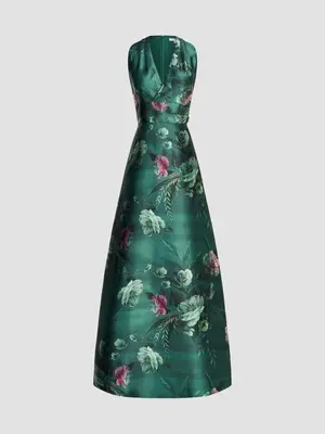 KAY UNGER Rosalind Floral Print Gown - Light Emerald