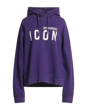 Dsquared2 Icon Woman Sweatshirt Black Size M Cotton, Elastane Purple