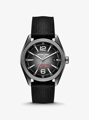 Michael Kors Oversized Accelerator 2.0 Gunmetal And Textured Silicone Watch