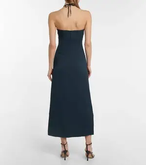 SELF-PORTRAIT Cutout Ruched Halterneck Maxi Dress