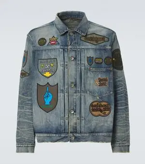 Sacai X Mark Gonzales Denim Trucker Jacket - Blue