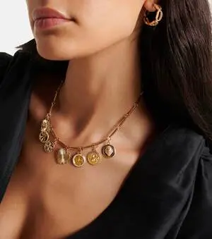 FOUNDRAE Love 18kt Yellow Chain Choker With Diamonds
