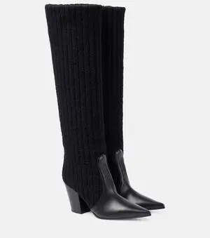 GIANVITO ROSSI Leather-trimmed Knee-high Boots