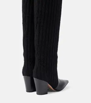GIANVITO ROSSI Leather-trimmed Knee-high Boots