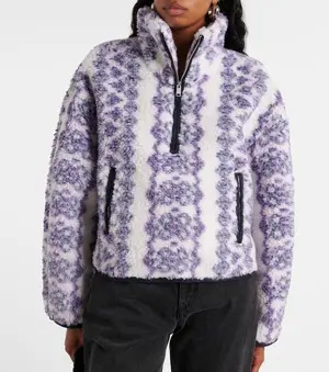 MARANT ETOILE Marie Printed Teddy Half-zip Sweater