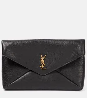 Saint Laurent Cassandre Large Leather Pouch - Black