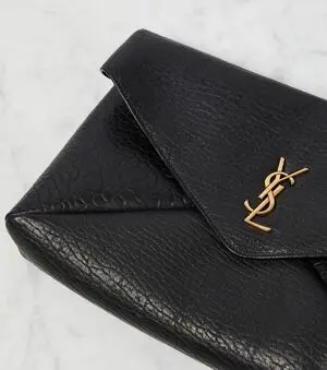 Saint Laurent Cassandre Large Leather Pouch - Black