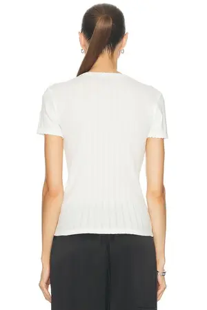 LESET Pointelle Slim Fit Tee - White
