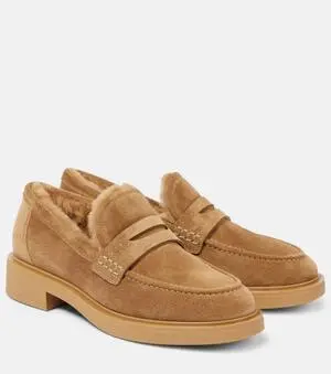 GIANVITO ROSSI Harris Suede Penny Loafers - Beige