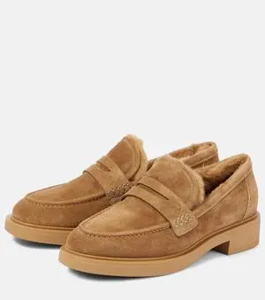 GIANVITO ROSSI Harris Suede Penny Loafers - Beige