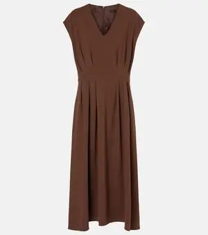 JOSEPH Pleated Cady Midi Dress - Brown