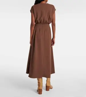 JOSEPH Pleated Cady Midi Dress - Brown