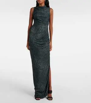 Rick Owens Svita Printed Jersey Gown - Black