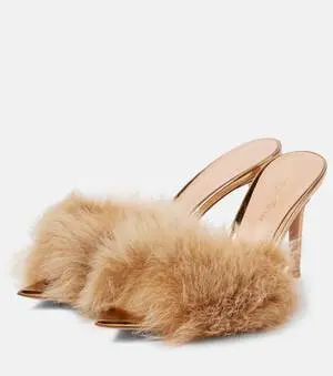 GIANVITO ROSSI Shearling-trimmed Leather Mules