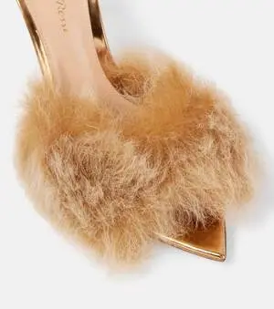 GIANVITO ROSSI Shearling-trimmed Leather Mules