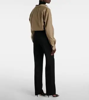 THE ROW Jesse Mid-rise Wool Straight Leg Trousers Ivory Glow