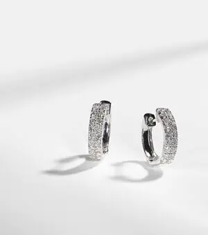 STONE AND STRAND Diamond Pavé Hoop Earrings - Silver