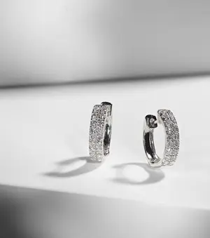 STONE AND STRAND 14kt White Gold Diamond Hoop Earrings