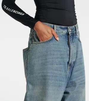 Balenciaga Faded Mid-rise Wide-leg Jeans