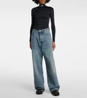 Balenciaga Faded Mid-rise Wide-leg Jeans
