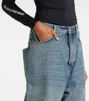 Balenciaga Faded Mid-rise Wide-leg Jeans - Blue
