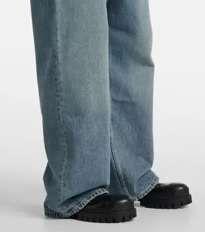 Balenciaga Faded Mid-rise Wide-leg Jeans - Blue